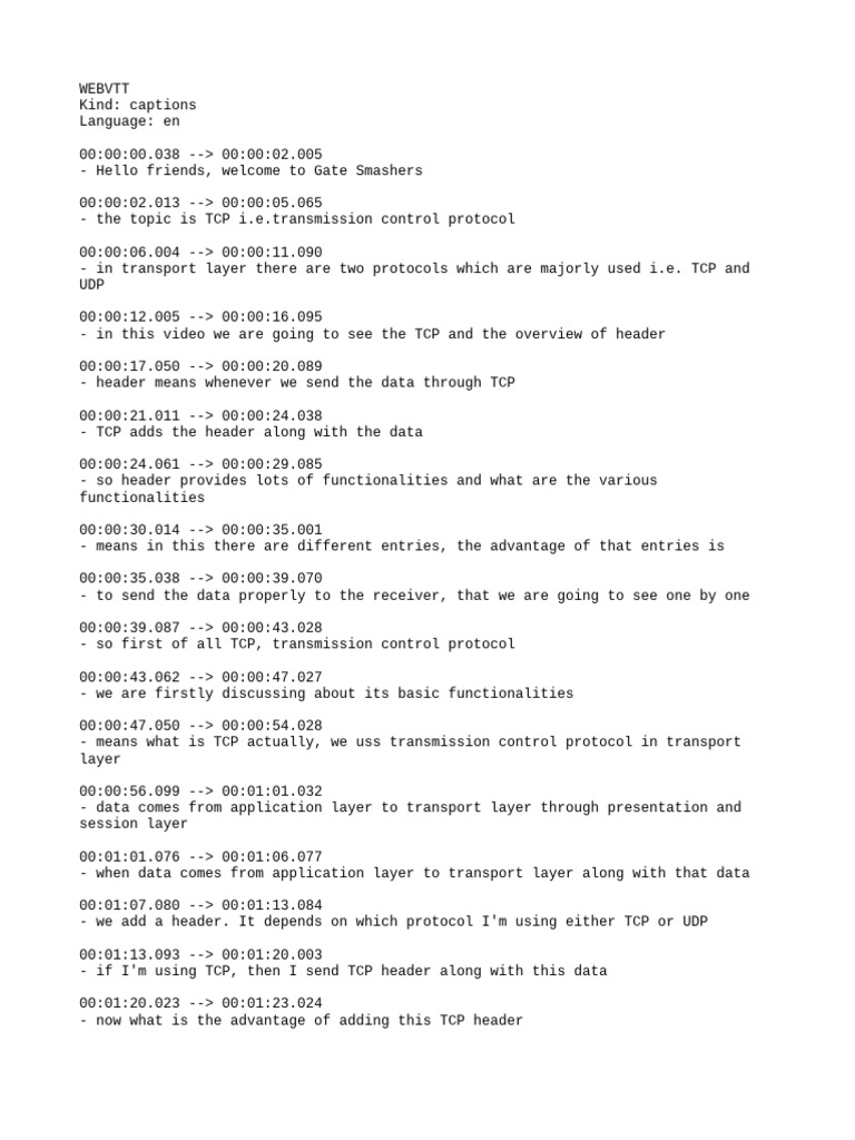 Lec-64 TCP Transmission Control Protocol TCP Header Transport Layer Part - 1.en | PDF ...