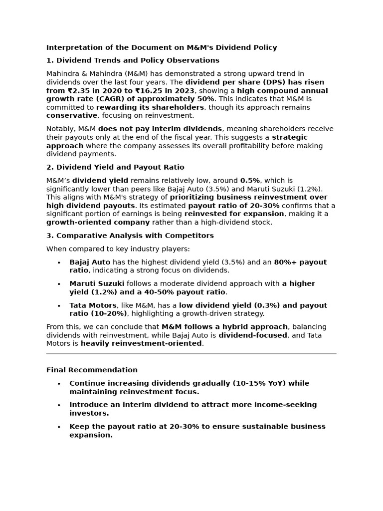 Interpretation of Dividend Policy | PDF | Dividend | Investing