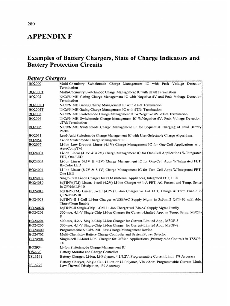 Examples of Battery Chargers, State of Charge Indicators and | PDF ...