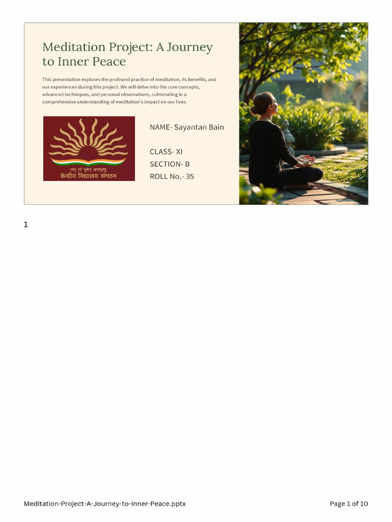 Meditation Project A Journey To Inner Peace | PDF