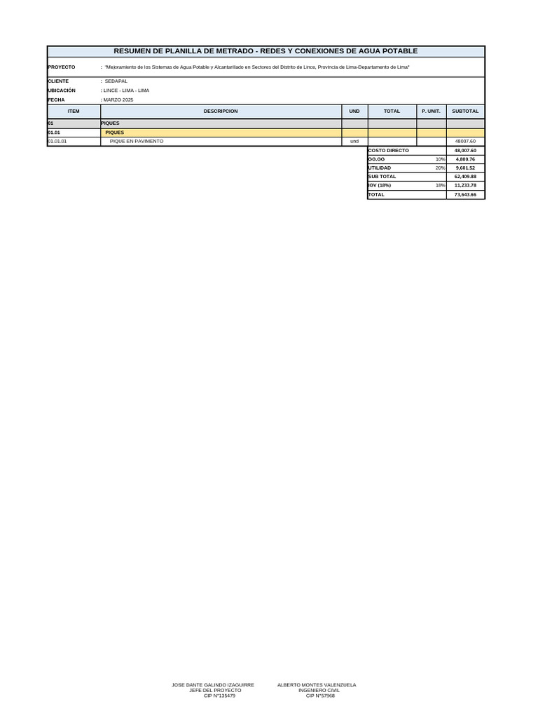 Presupuesto Lince Piques Ok | PDF