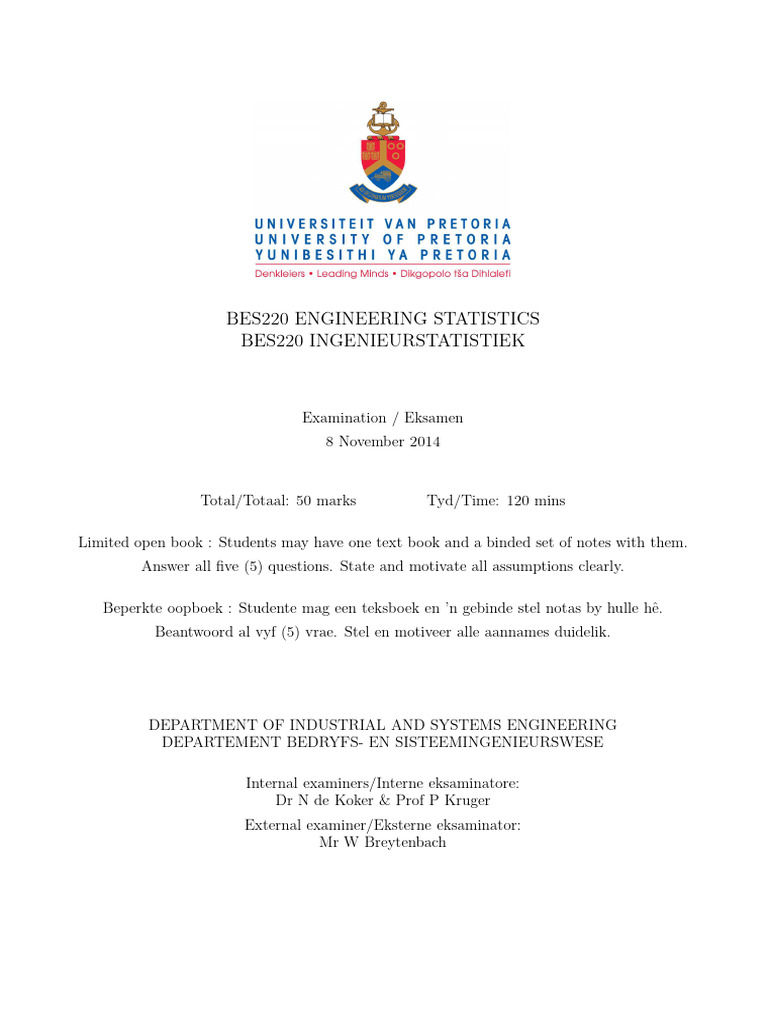 2014 - BES 220 - Exam - Paper (1) | PDF