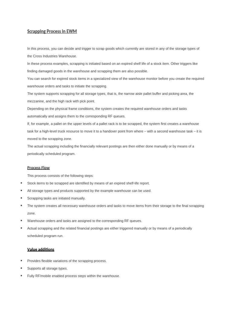 Scrapping Process in EWM | PDF