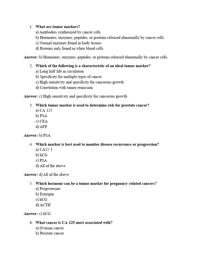 Understanding Tumor Markers in Cancer | PDF | Cancer | Prostate ...