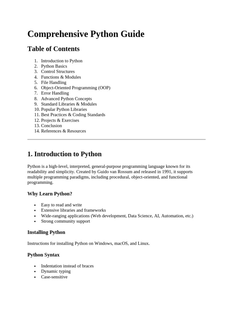 Comprehensive Python Guide | PDF | Python (Programming Language) | Control Flow