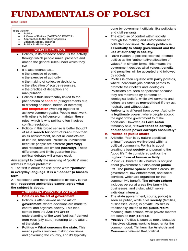 FUNDAMEjNTALS OF POLSCI ANDREW H.dnocx | PDF | Socialism | Liberalism