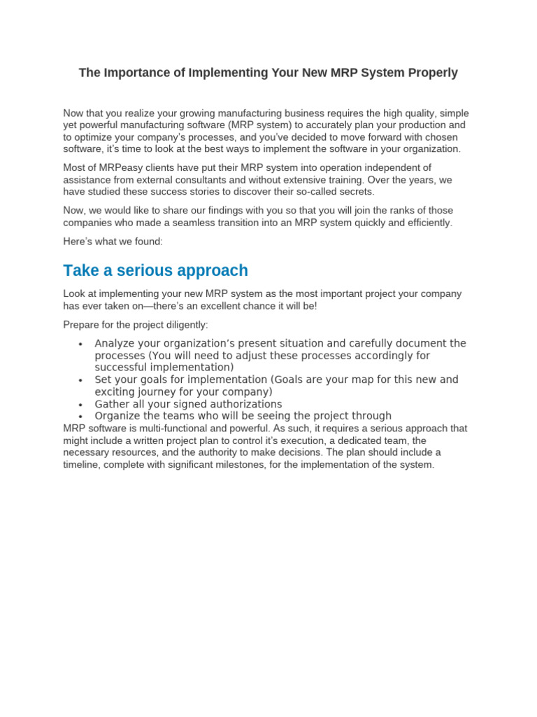 The Importance of Implementing Your New MRP System Properly | PDF ...