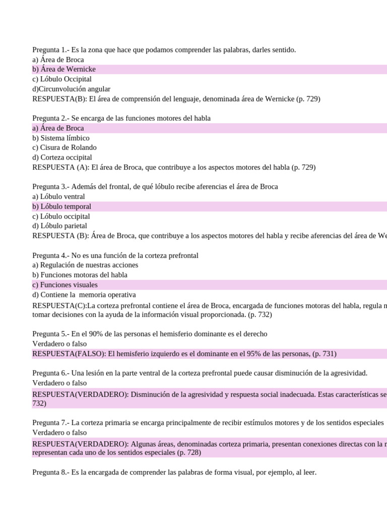 Preguntas Equipo4 Fisio | PDF | Procesos mentales | Neurociencia