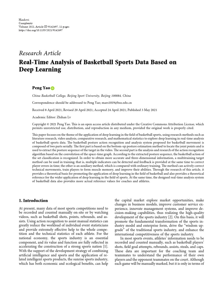 Real-Time Analysis of Basketball Sports Data Based | PDF | Applied ...