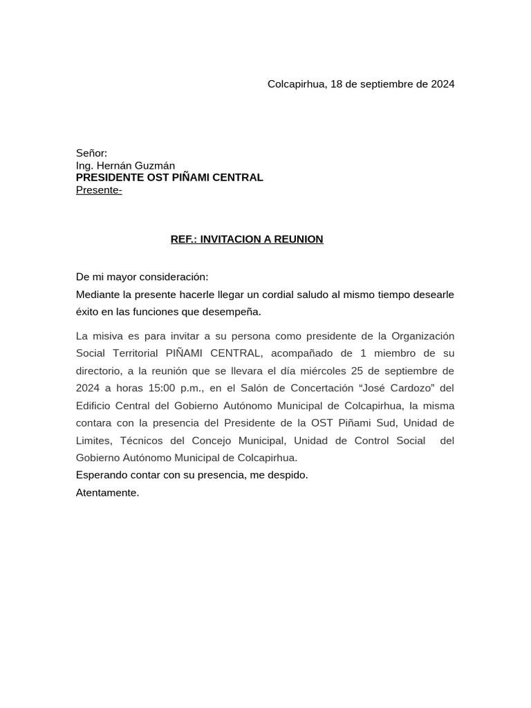 Invitacion Sr. Leyton | PDF | Gobierno