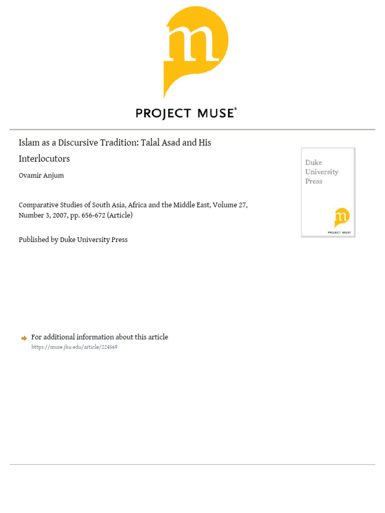 Islam+as+a+Discursive+Tradition+Talal+Asad+and+His | PDF | Traditions ...