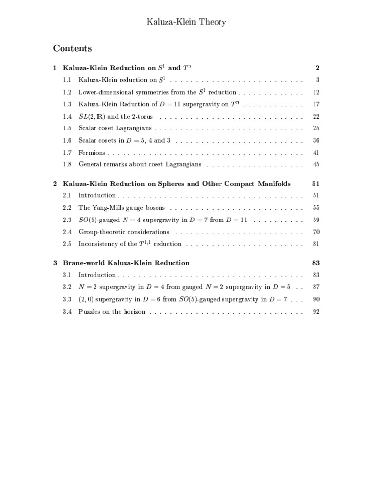 Kaluza Klein Theory. (Pope) | PDF