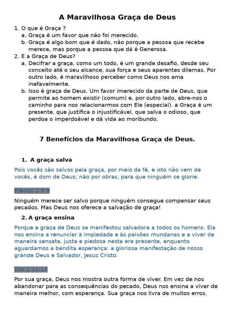 Benefícios da Graça de Deus | PDF | Graça no cristianismo | Templo em ...