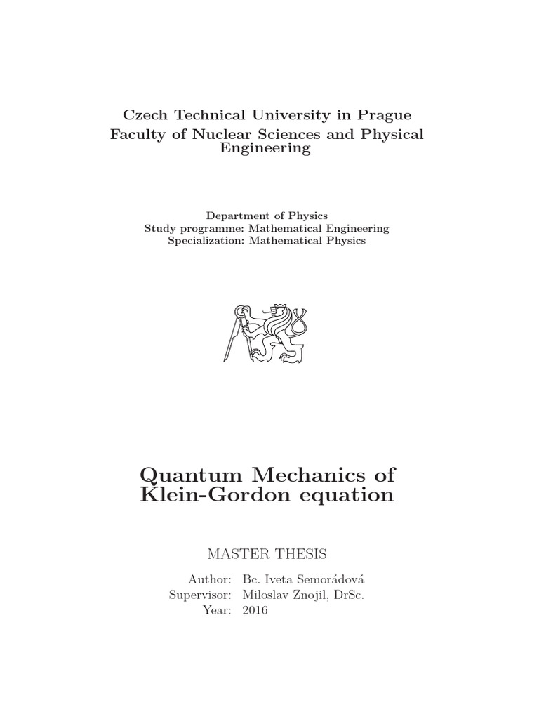 Klein-Gordon Equation in Quantum Mechanics | PDF | Hilbert Space ...