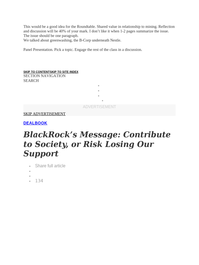 Organizational Sustainability Week 2 Roundtable Notes | PDF | Black ...