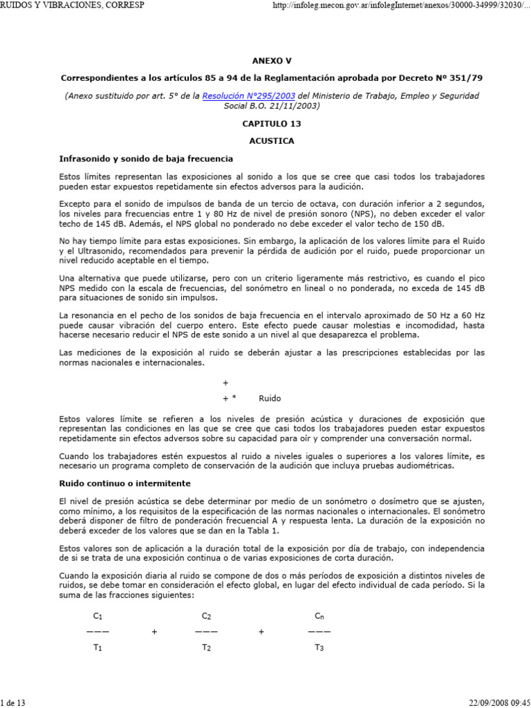 Ley - 19587 - Decreto 351 - 79 - Anexo5 | PDF | ruido | Sonido