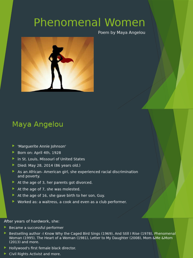 "A Phenomenal Woman" by Maya Angelou | PDF | Maya Angelou