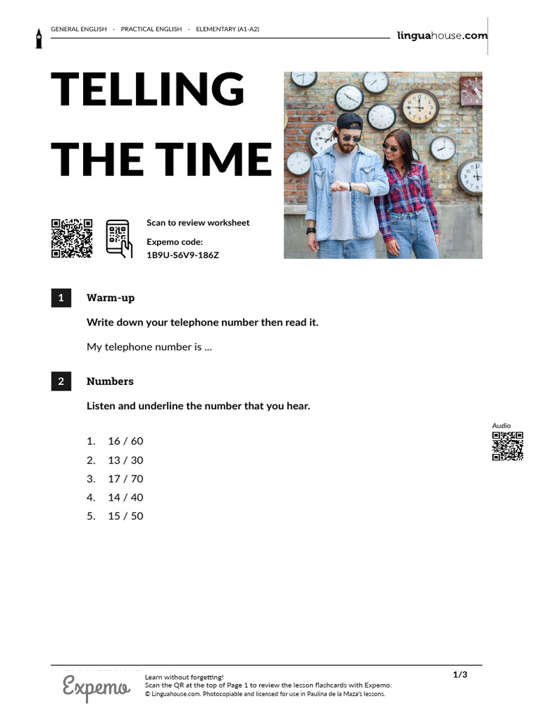 Elementary English: Telling Time Guide | PDF | Human Communication ...