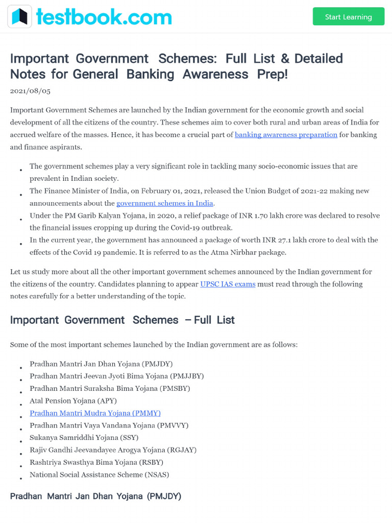 Important Government Schemes 5a29a63f | PDF
