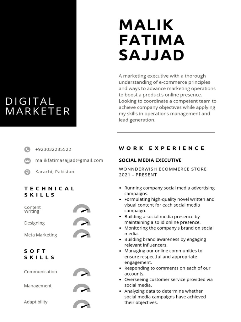 Malik Fatima Sajjad Resume | PDF | Social Media | Popular Culture ...