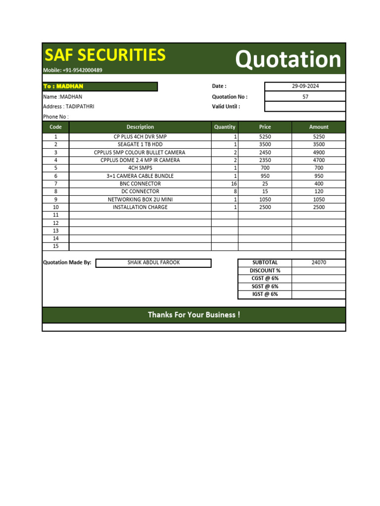 Madhan 4CH Cplus 5MP With Out Mic Colour | PDF