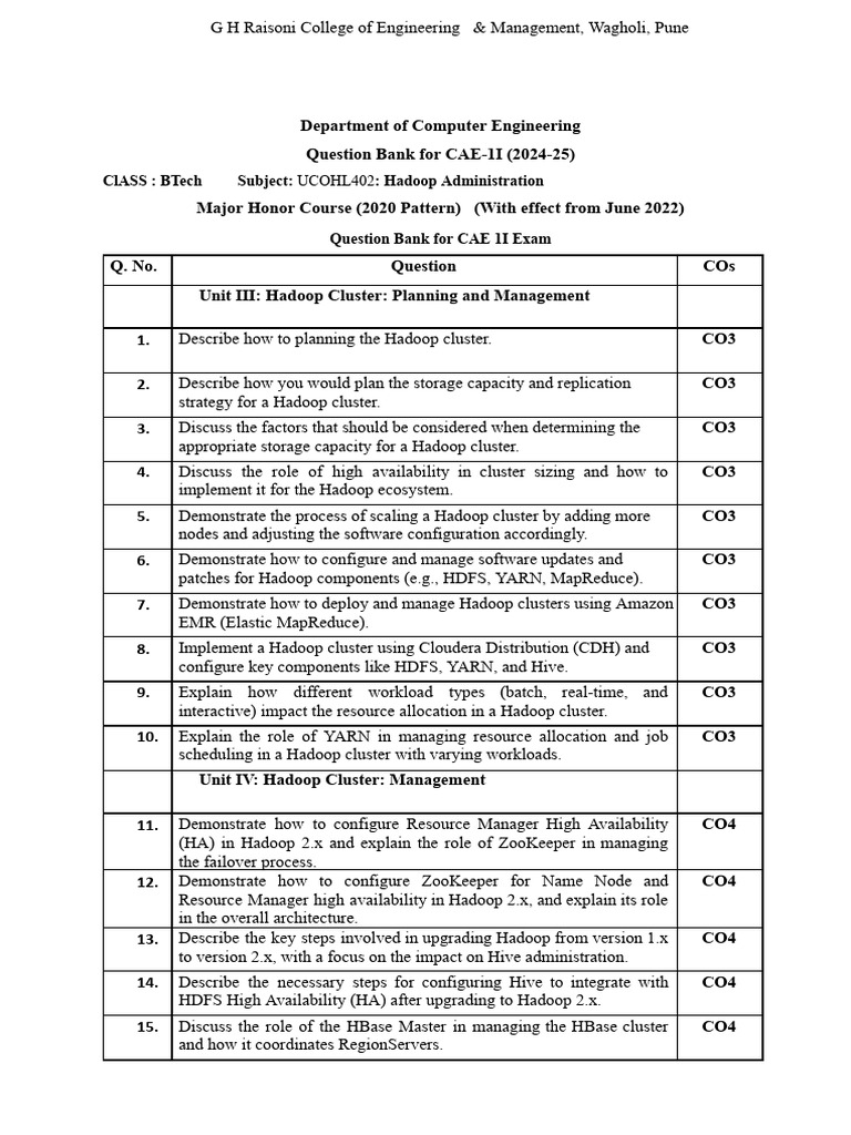 QB - Hadoop Administration - Unit 3 - 4 | PDF | Apache Hadoop ...