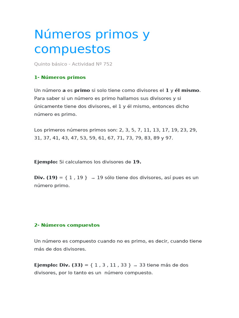 Números Primos y Compuestos | PDF
