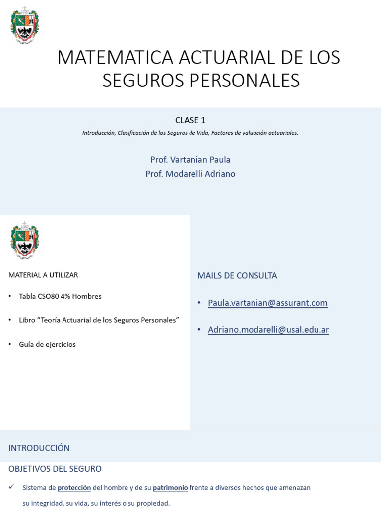 1 - Clase1 | PDF | Seguro | Actuario