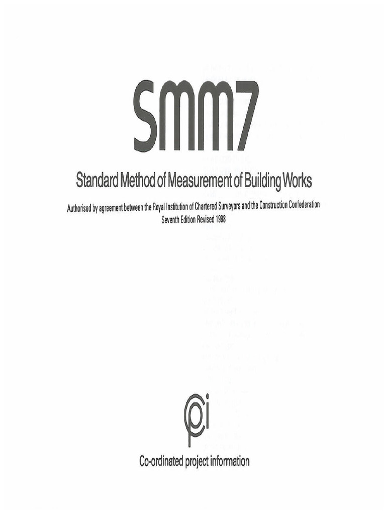 SMM7 Standard Method of Measurement of Building Works 7th Edition | PDF