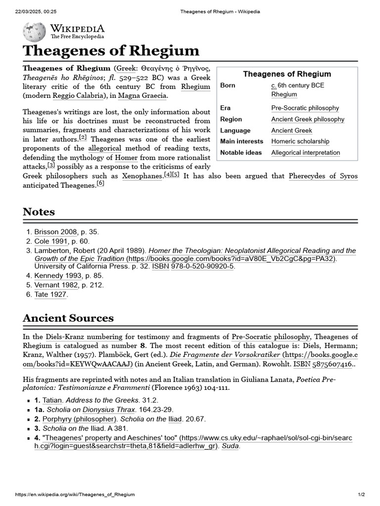 Theagenes of Rhegium - Wikipedia | PDF | Ancient Greece