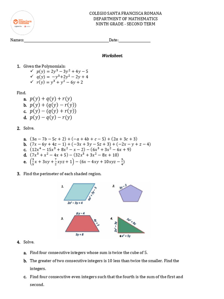 Addition, Substraction and Multiplying Polynomials2 | PDF