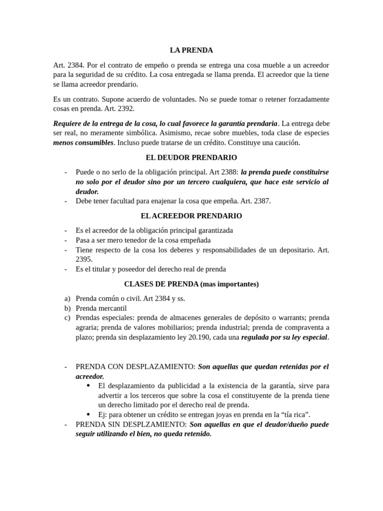 Contrato de Prenda: Conceptos y Clases | PDF | Pagos | Ley de Propiedad