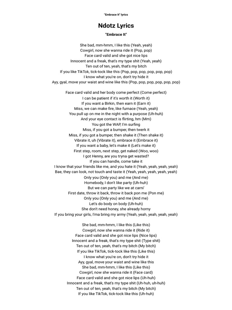 Ndotz - Embrace It Lyrics | PDF