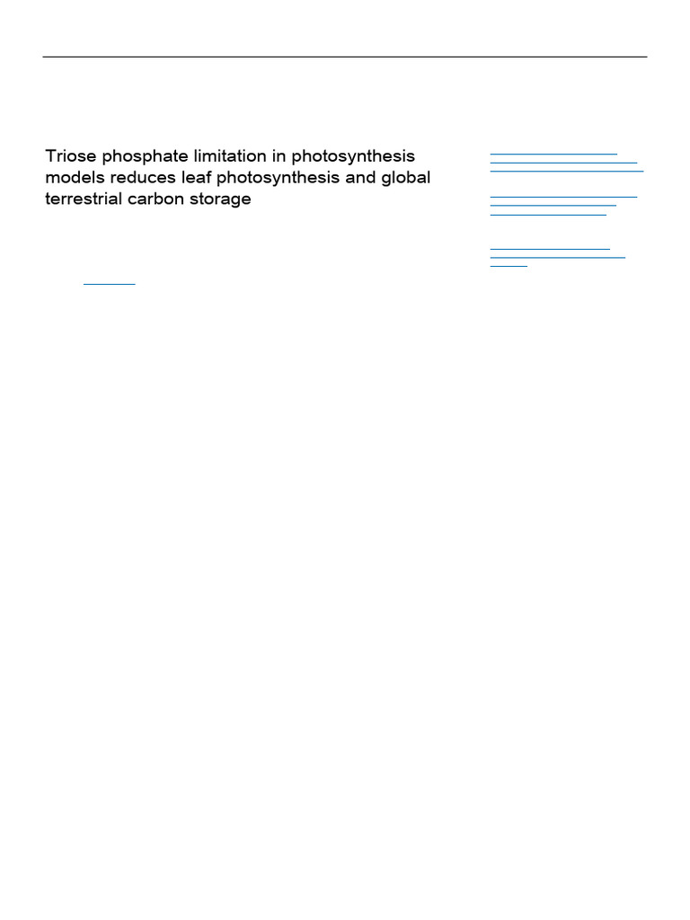2018 - Triose Phosphate Limitation in Photosynthesis Models | PDF ...