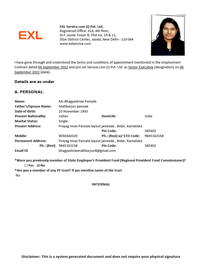 EXL Service Appointment Details | PDF
