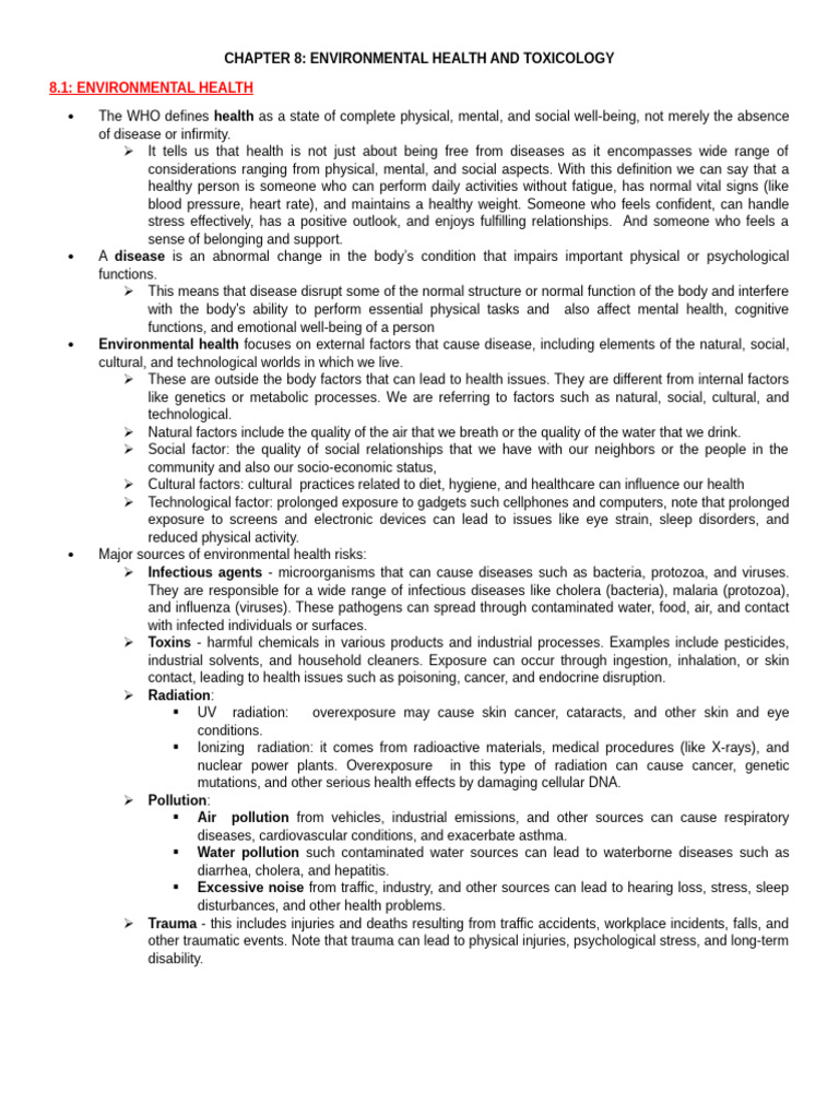 Chapter 8 Evironemntal Health and Toxicology Handouts | PDF | Antimicrobial Resistance | Carcinogen