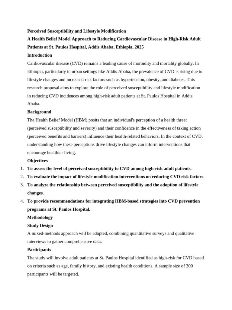 Perceived Susceptibility and Lifestyle Modifications | PDF ...