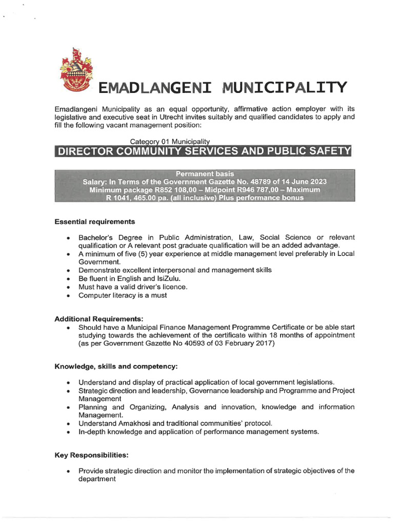 Dir Community Services and Public Safety | PDF