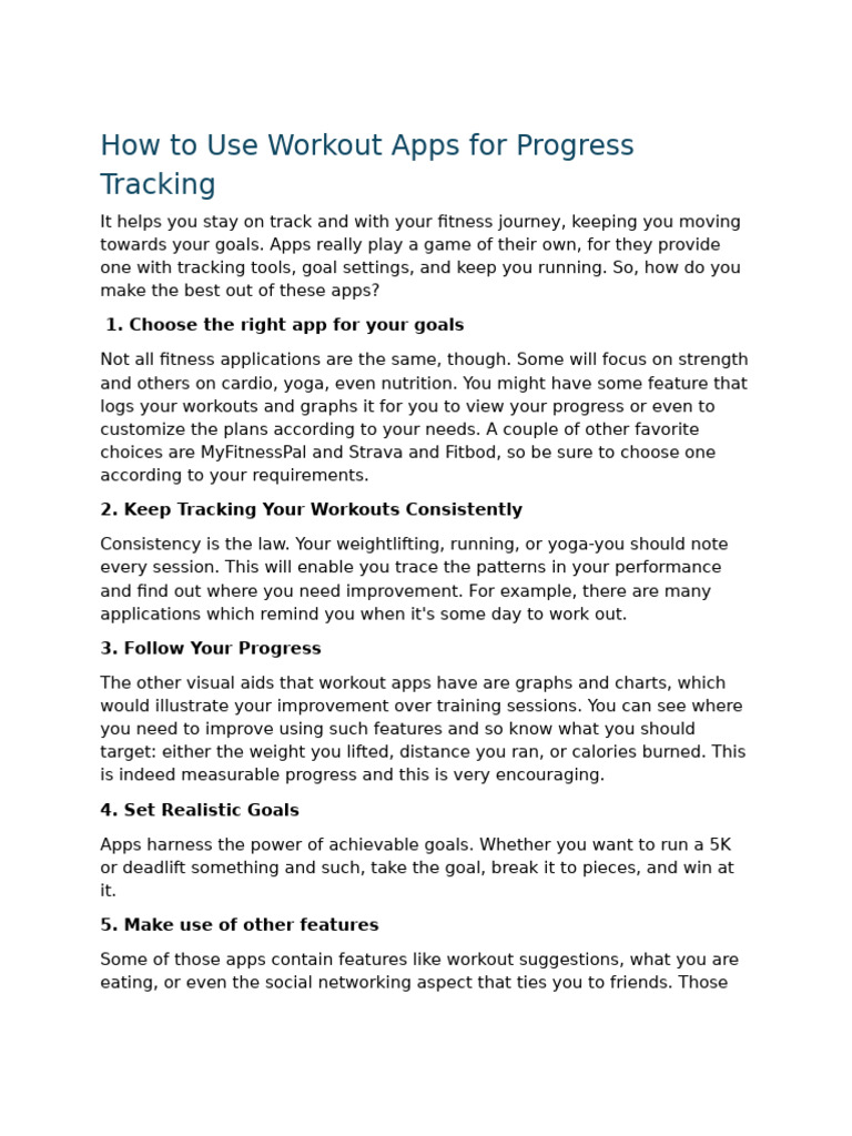 How To Use Workout Apps For Progress Tracking | PDF