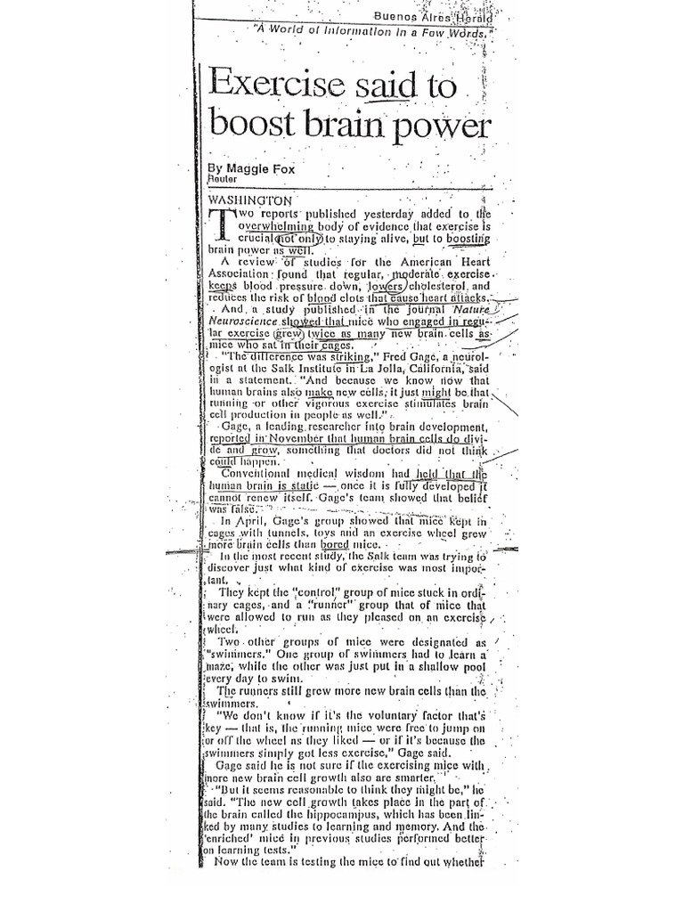 4 Exercise Said To Boost Brain Power | PDF