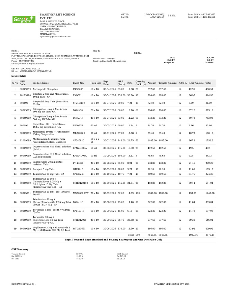 Invoice 49995 | PDF | Drugs
