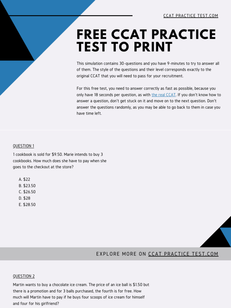 Free CCAT Practice Test with 30 Questions | PDF