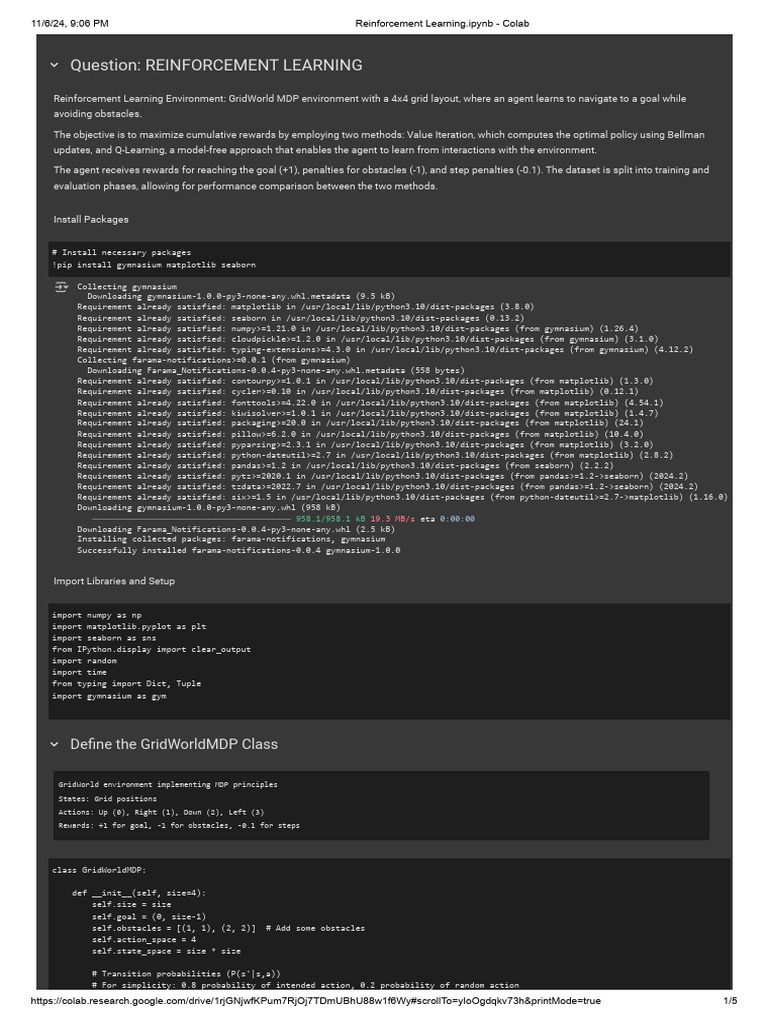 Reinforcement Learning Ipynb Colab Pdf Algorithms Applied