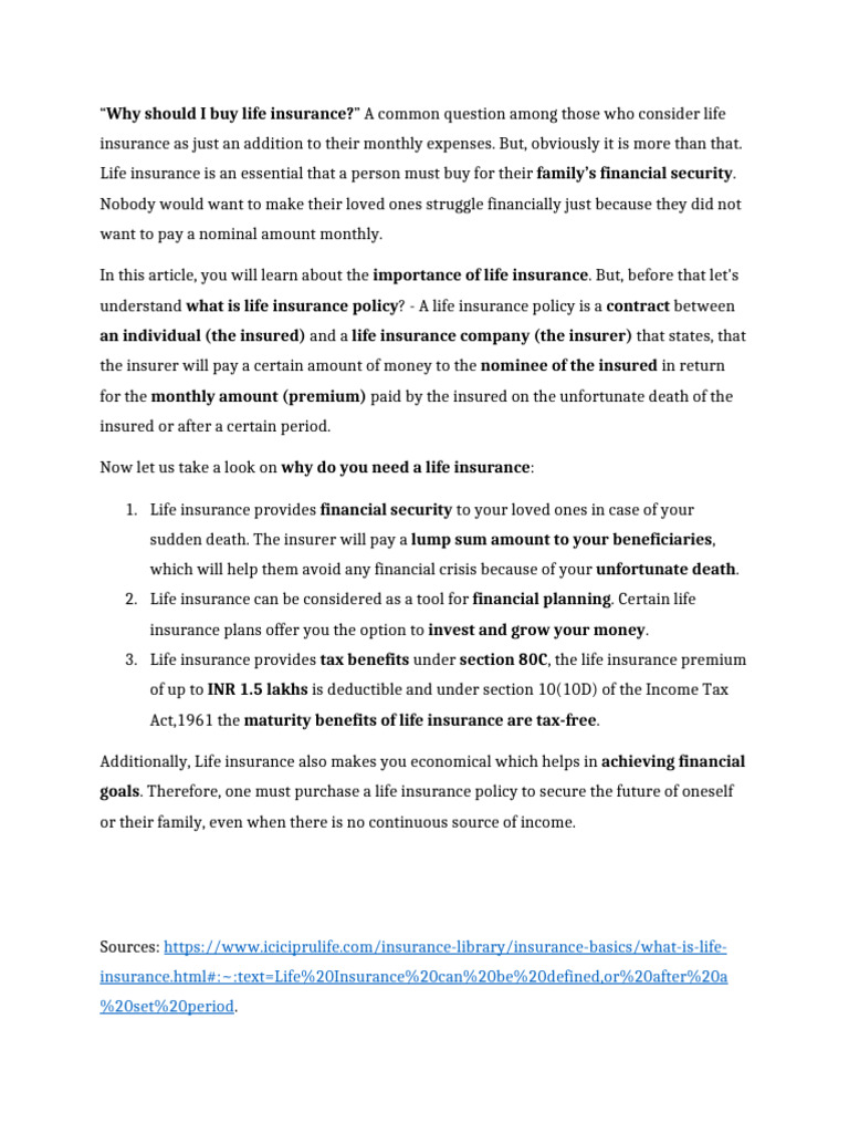 Why Should I Buy Life Insurance | PDF
