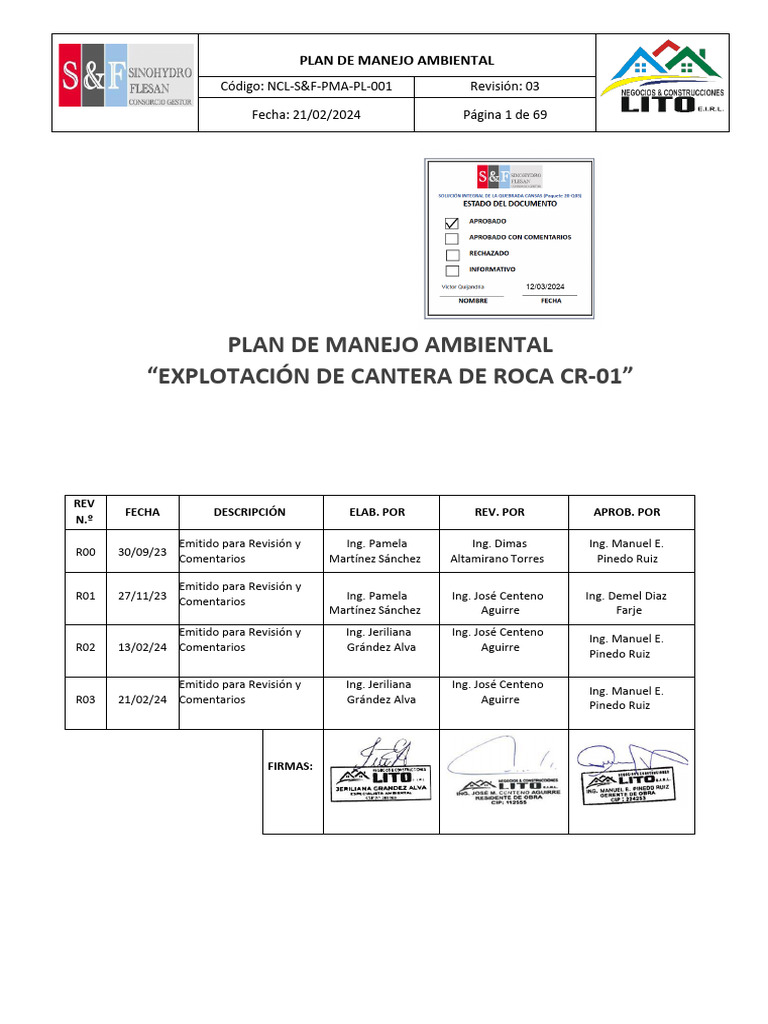 Adjunto NCL- S&F-PMA-PL-001- Plan de Manejo Ambiental Rev. 03 | PDF | Residuos | Contaminación
