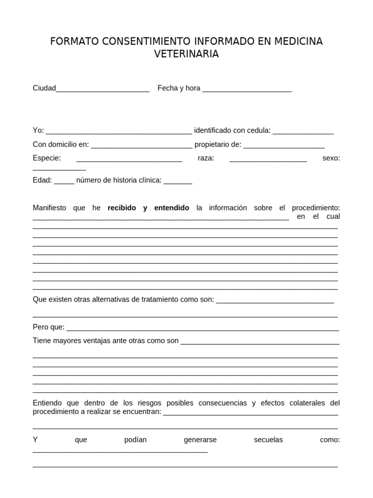 Formato Consentimiento | PDF | Consentimiento informado | Medicina