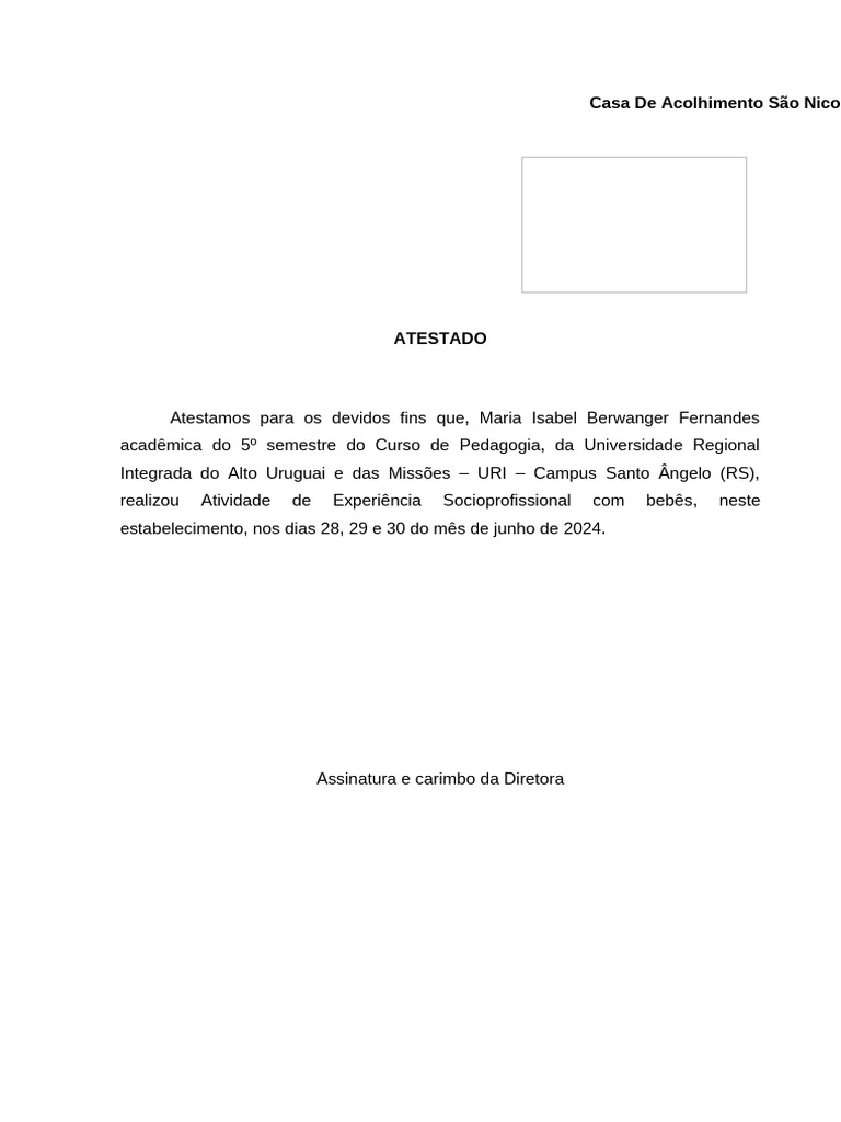 Atestado Escola (MODELO) | PDF
