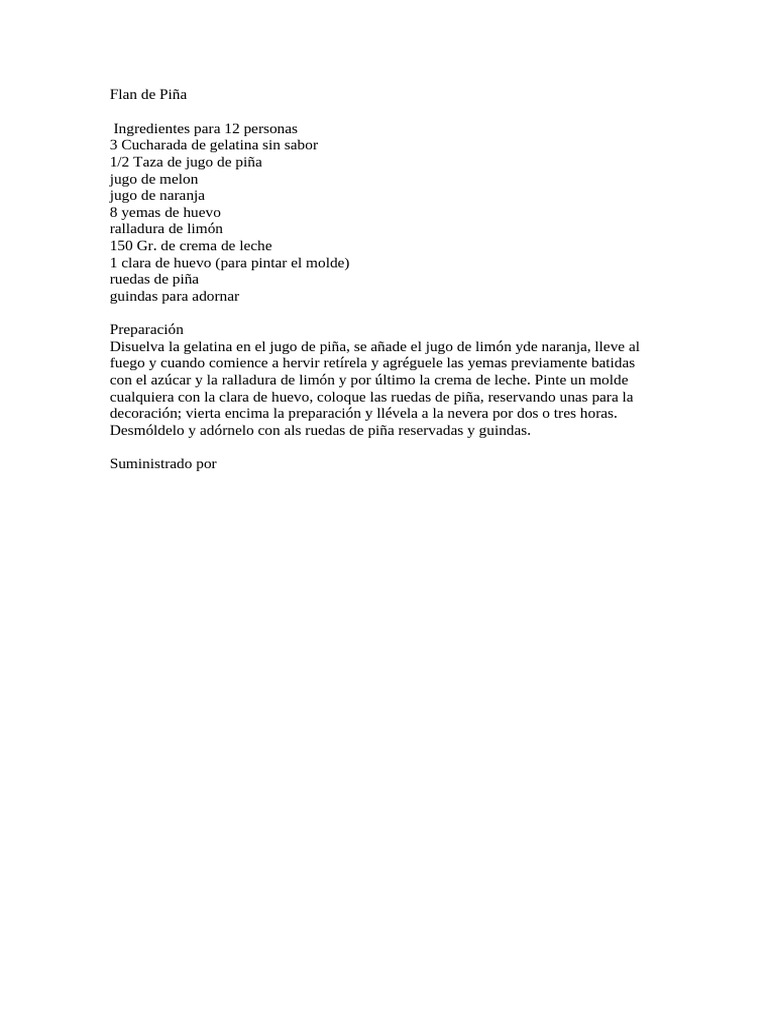 Flan de Piña: Receta Fácil y Deliciosa | PDF