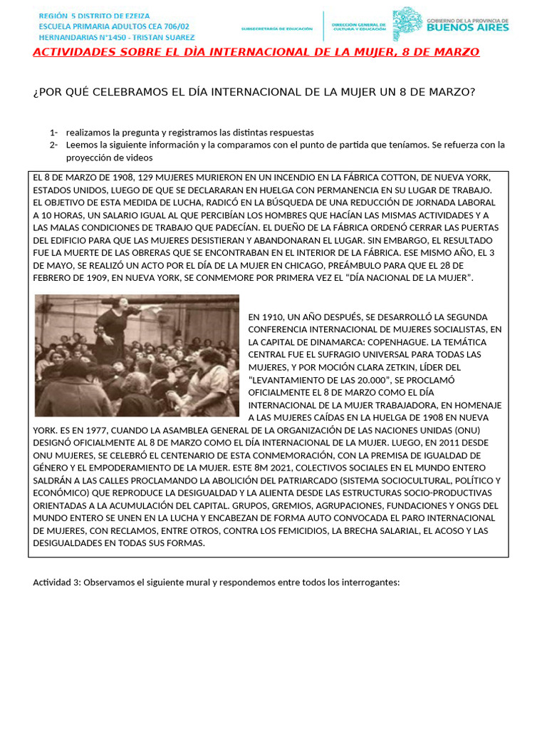 Actividades para el Día de la Mujer 8M | PDF | Mujer