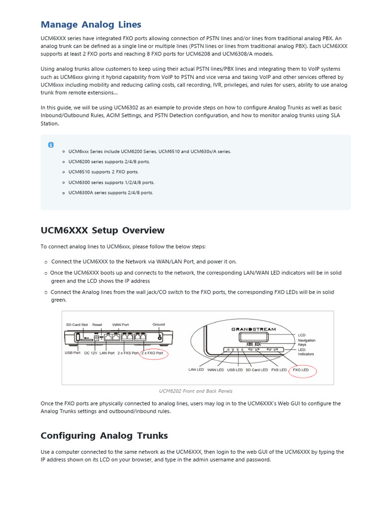 Configuring Analog Trunks on UCM6302 | PDF | Voice Over Ip | Public ...